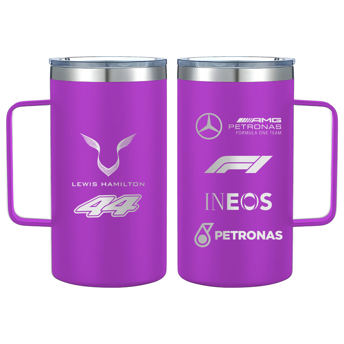 Termo Lewis Hamilton Mercedes Benz AMG 24oz Morado – JR - Láser Oaxaca
